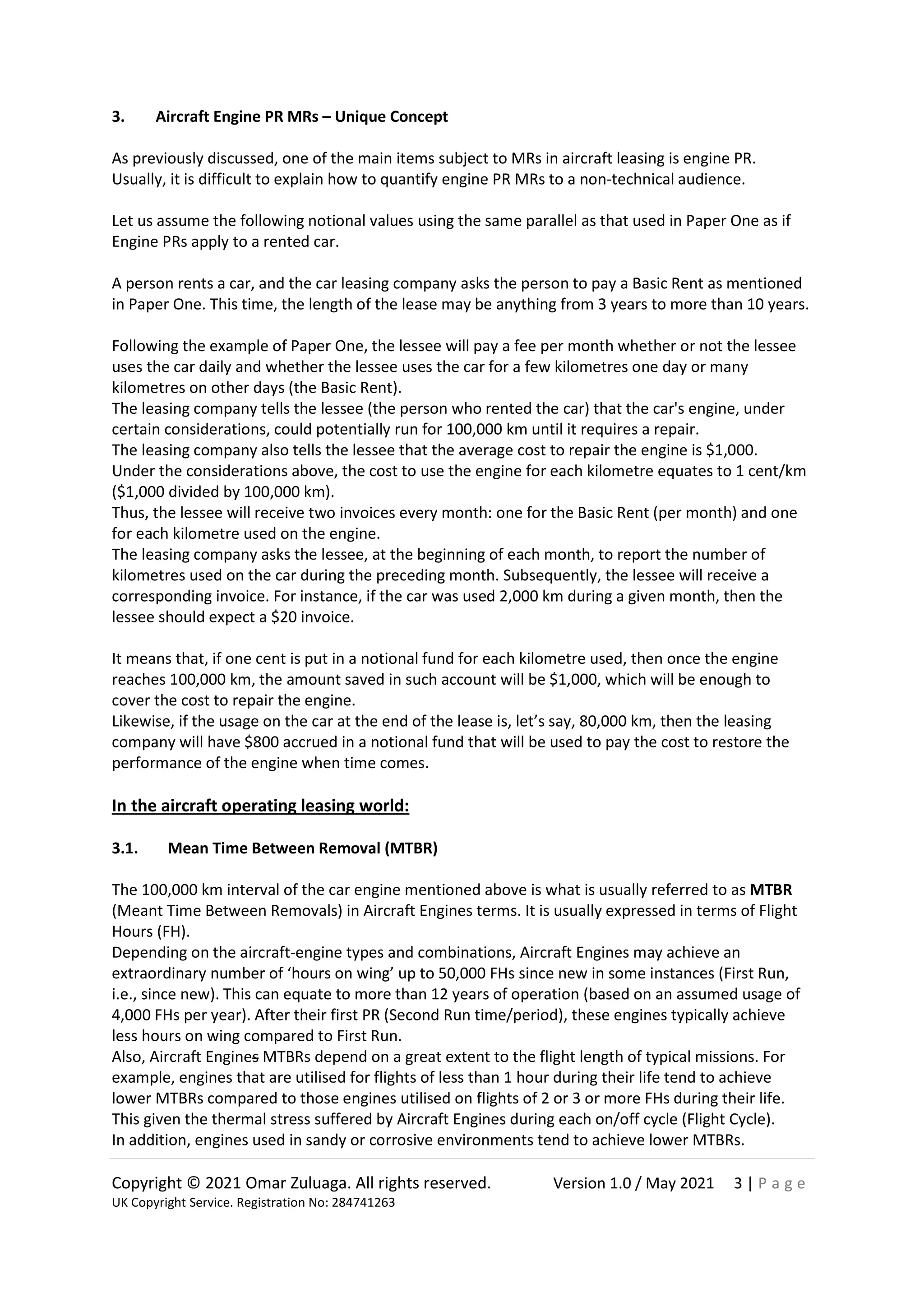 Aircraft Operating Leases Engine PR MRs Basic Concept Explanation | PDF