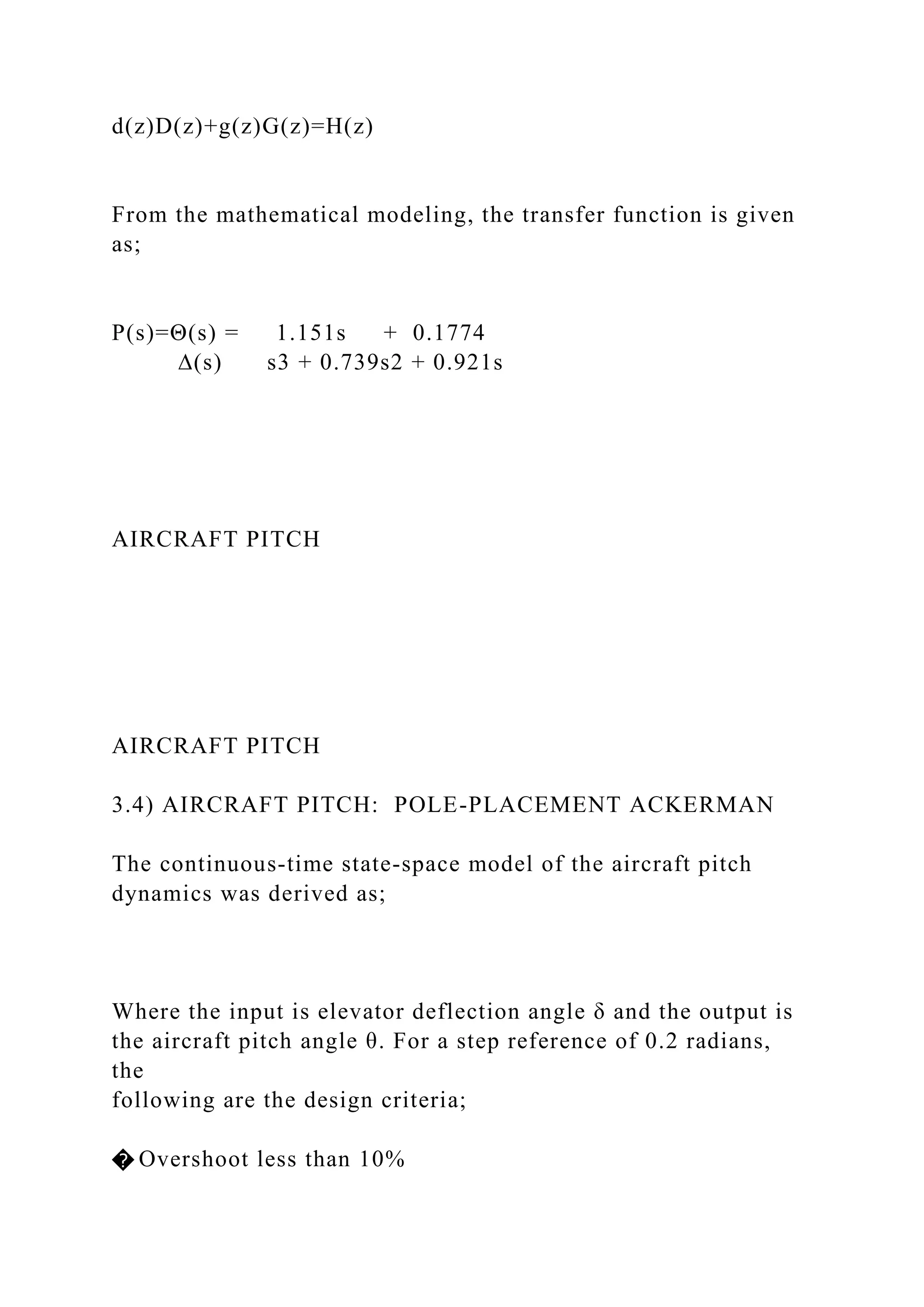 AIRCRAFT PITCH EECE 682 Computer Control Of Dynamic.docx