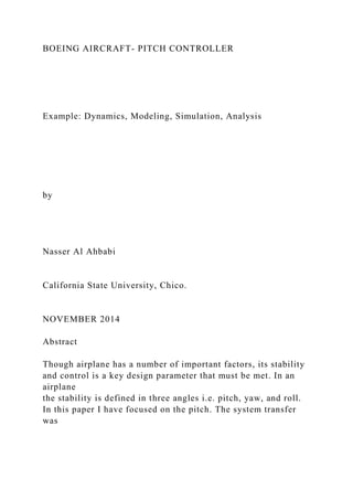 AIRCRAFT PITCH EECE 682 Computer Control Of Dynamic.docx