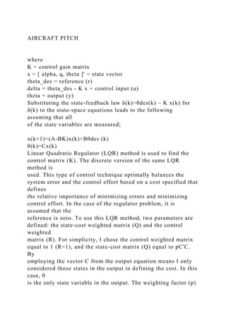AIRCRAFT PITCH EECE 682 Computer Control Of Dynamic.docx