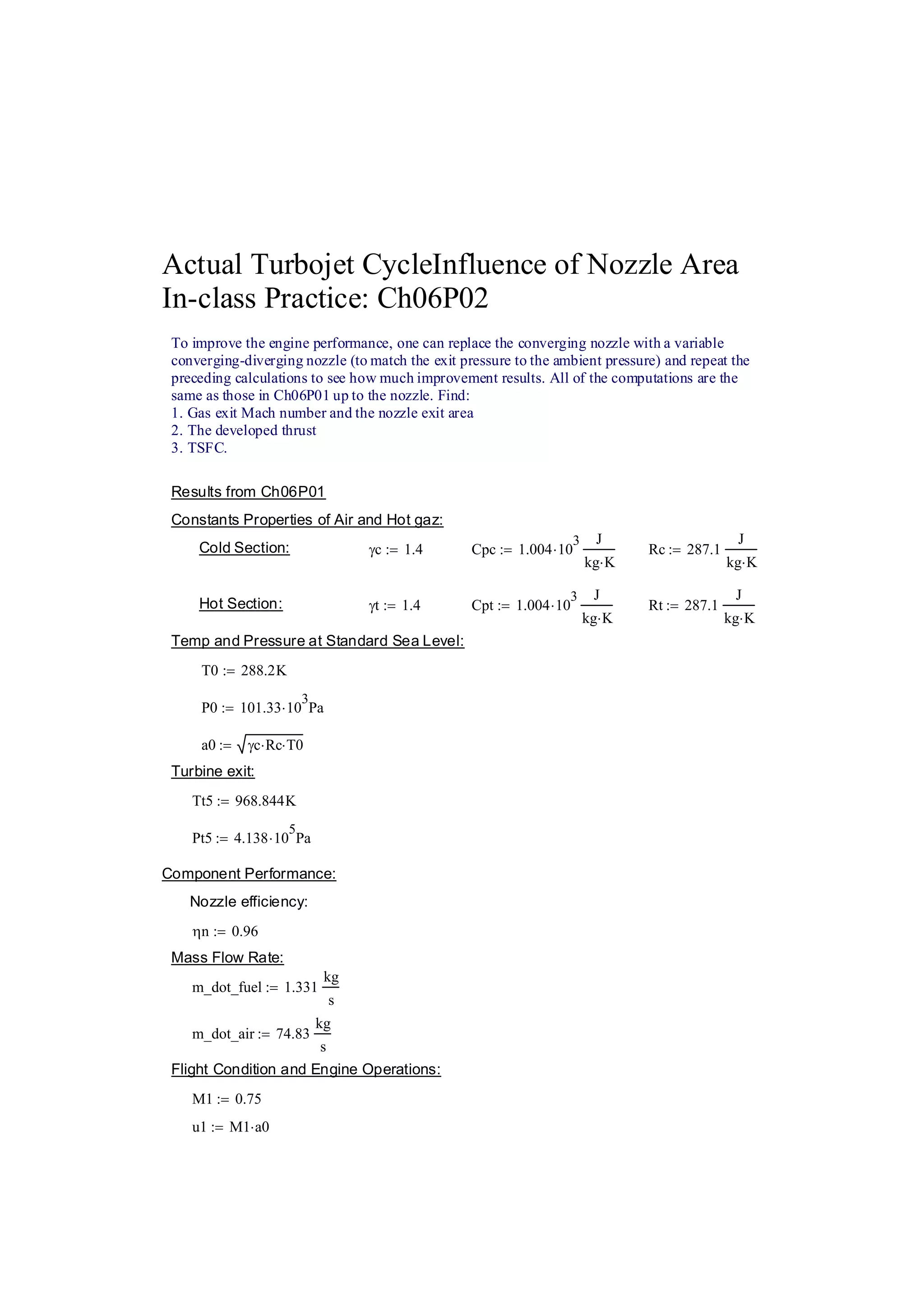 Aircraft propulsion non ideal cycle analysis | PDF