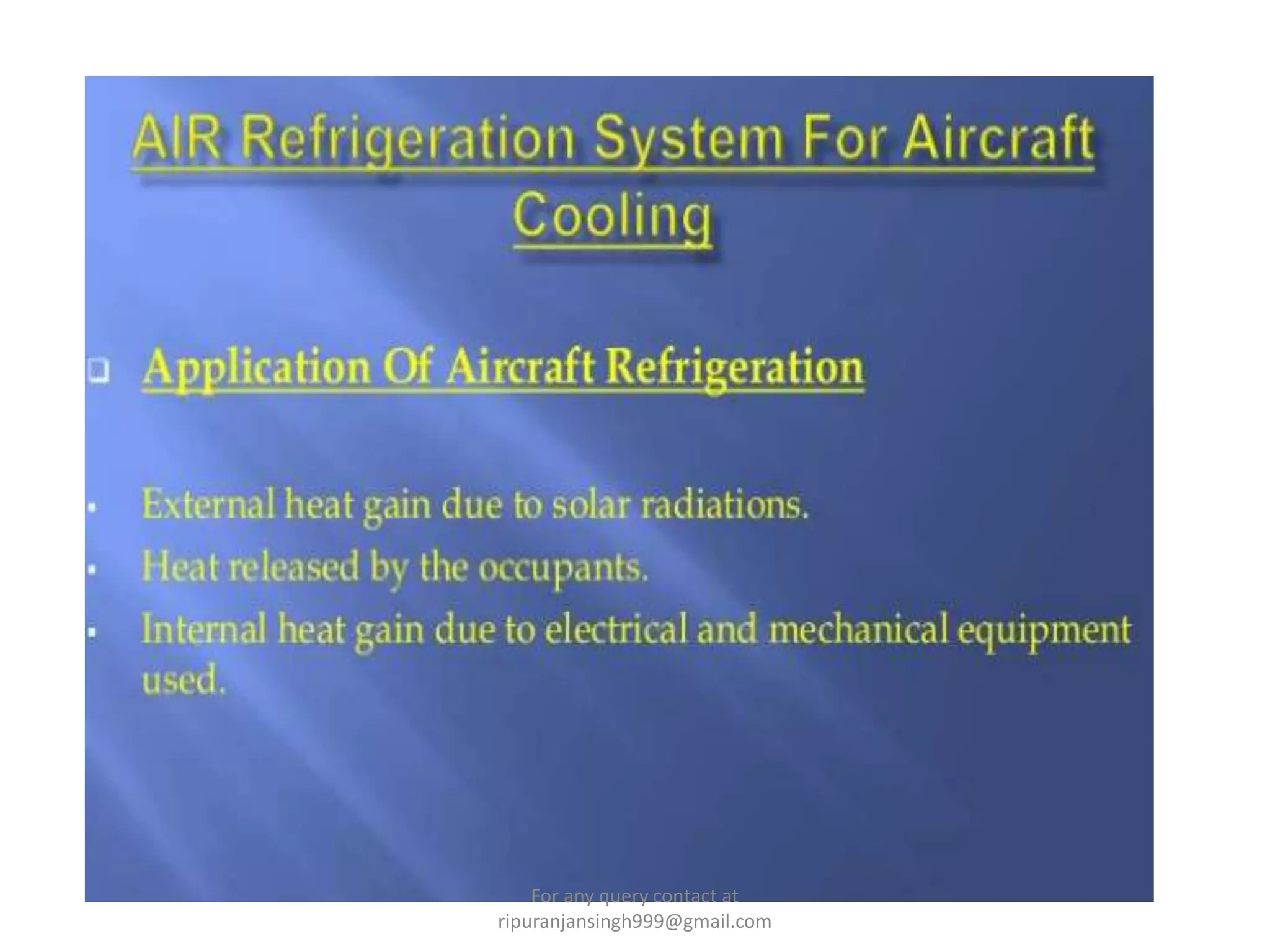 Aircraft refrigeration system (air cooling system) | PPTX