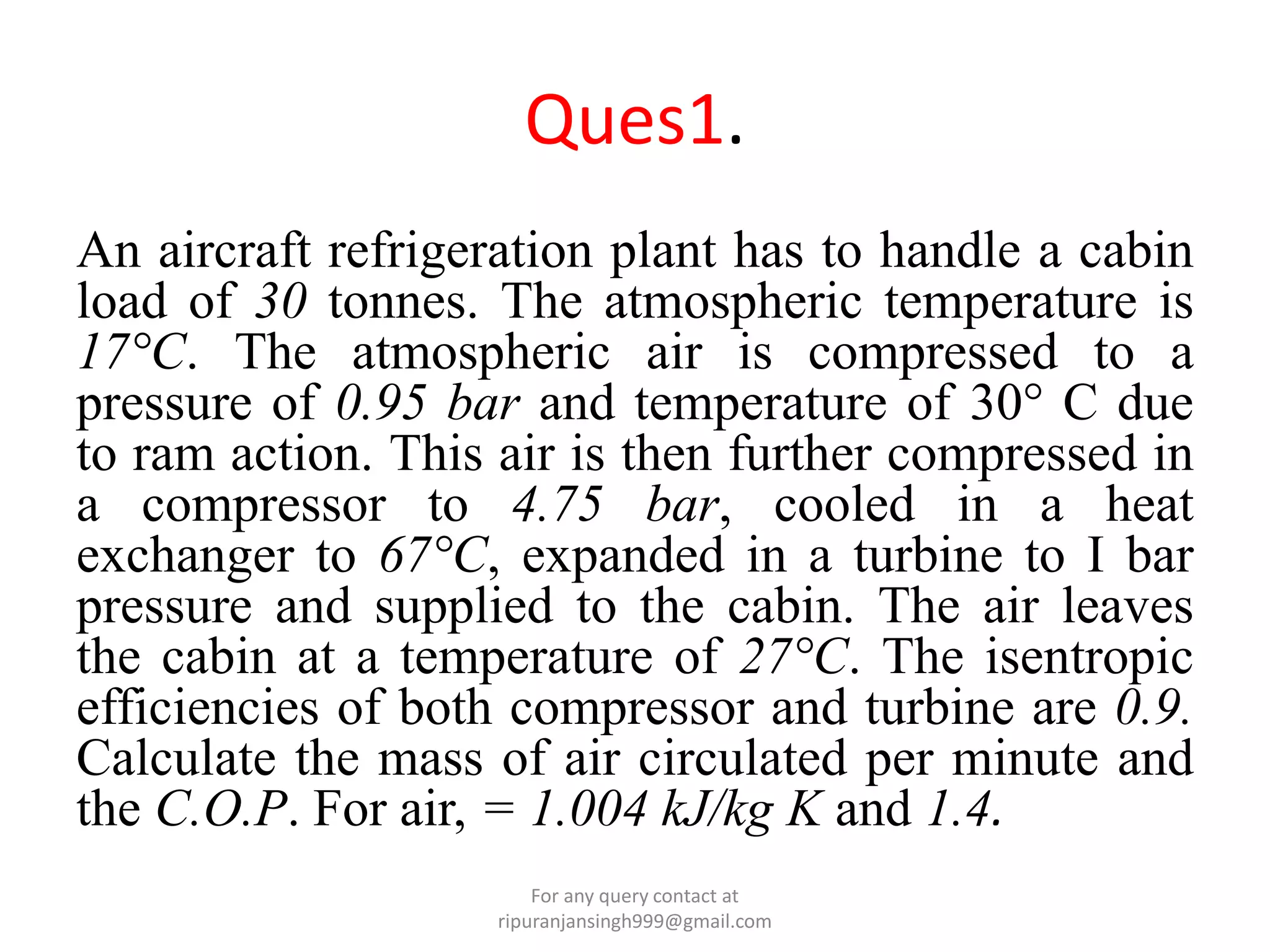 Aircraft refrigeration system (air cooling system) | PPTX