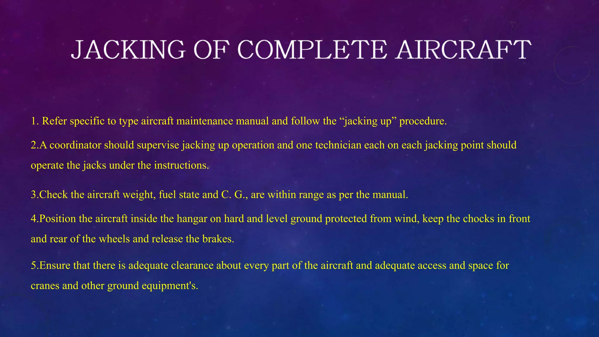 Aircraft rigging, levelling and jacking system | PPT