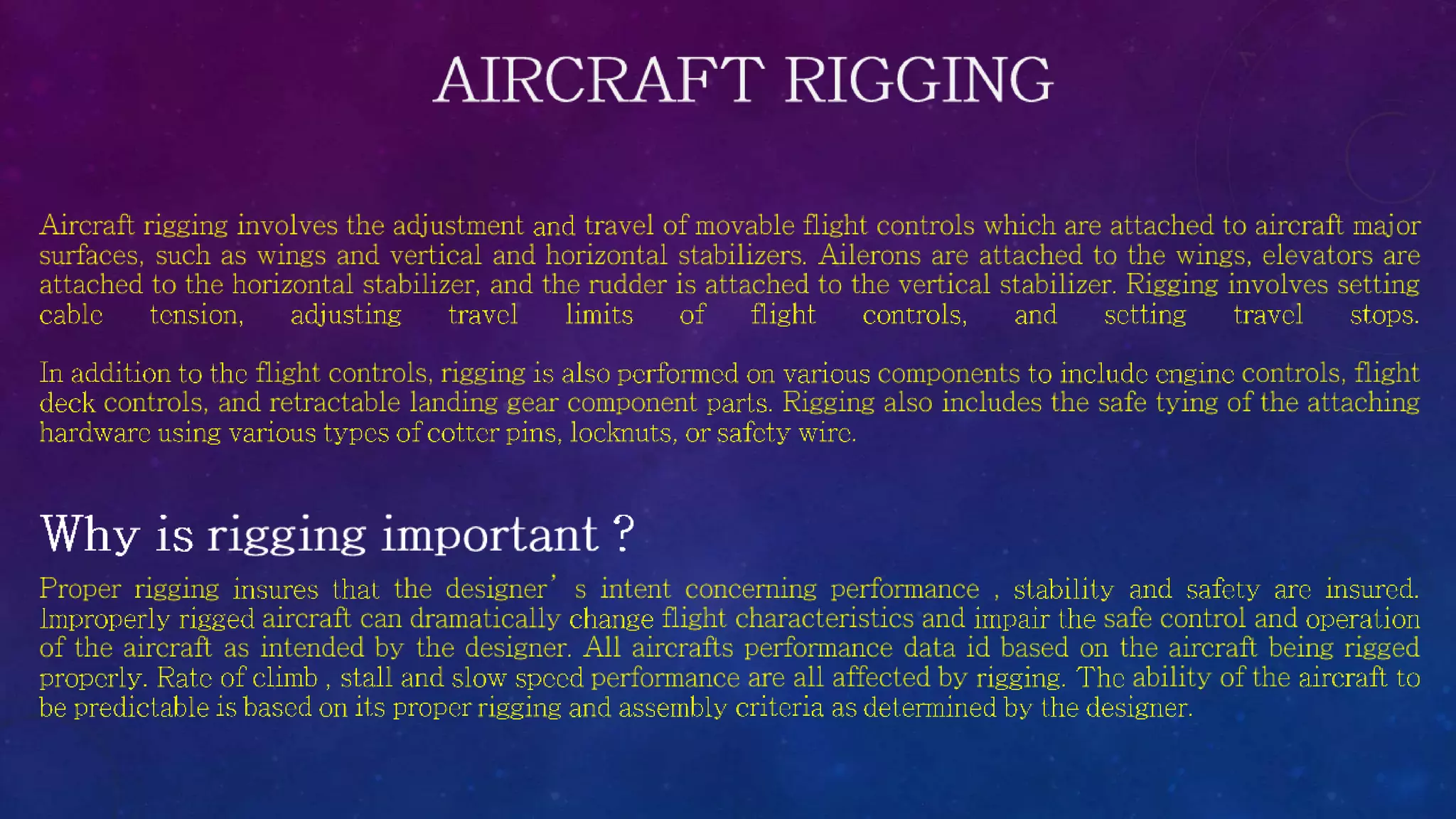 Aircraft rigging, levelling and jacking system | PPT