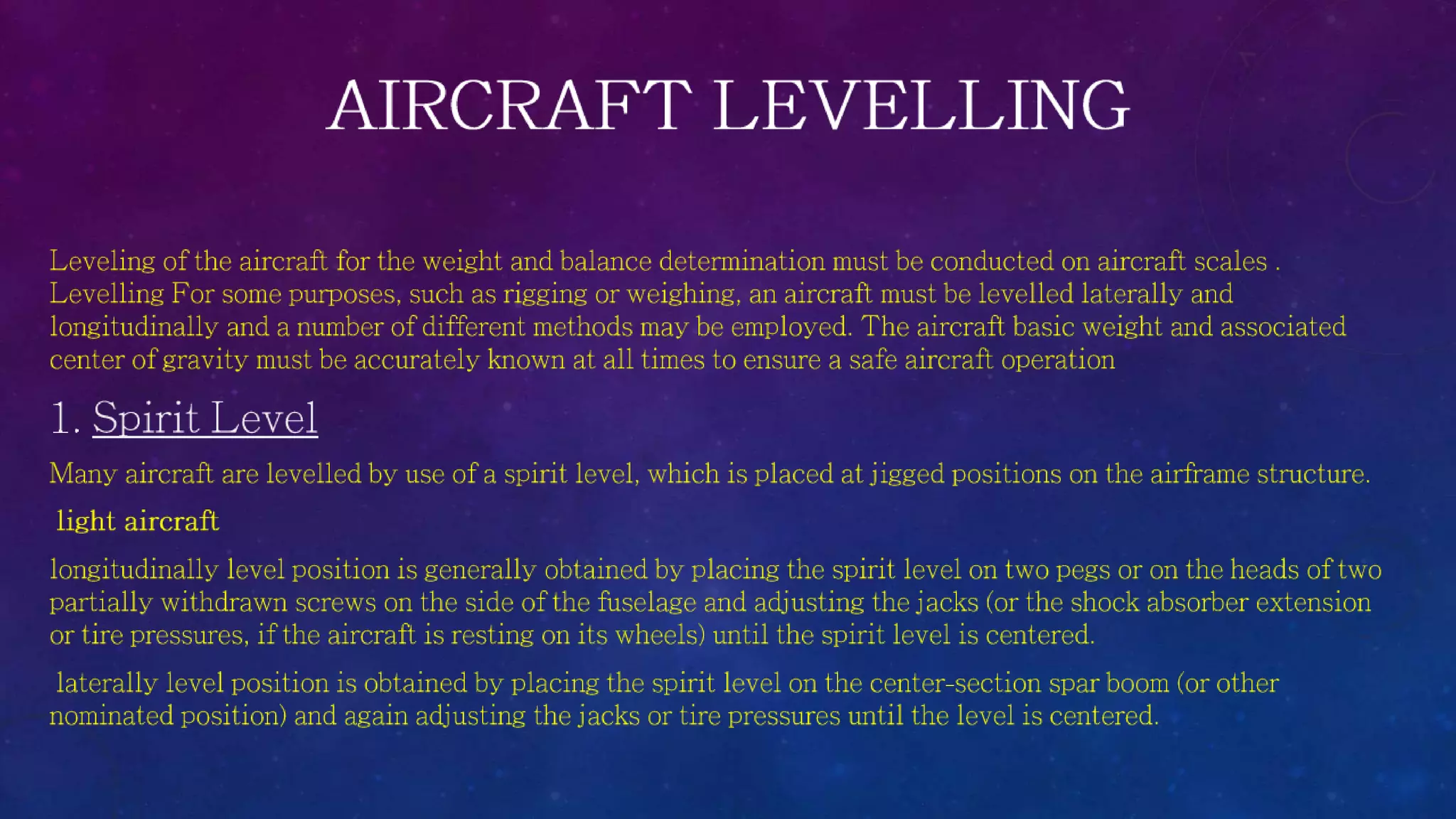 Aircraft rigging, levelling and jacking system | PPT