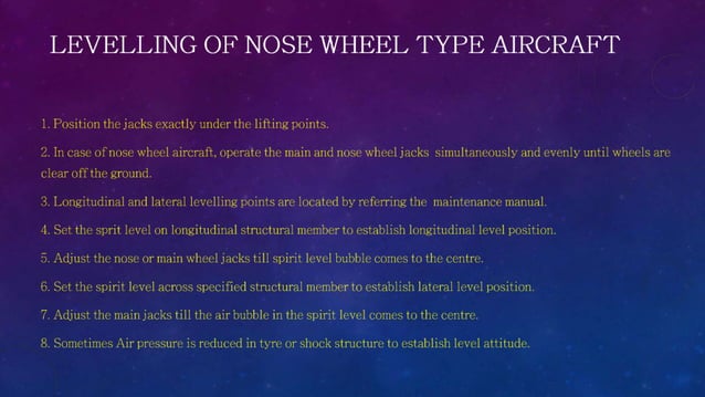 Aircraft rigging, levelling and jacking system | PPT