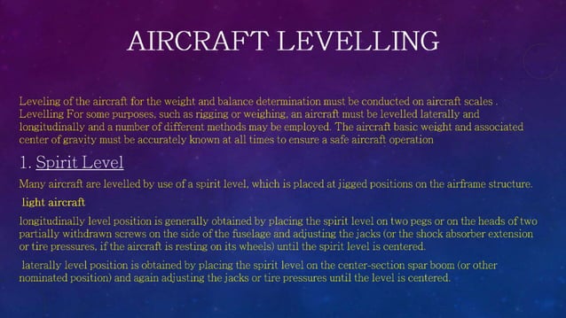Aircraft rigging, levelling and jacking system | PPT