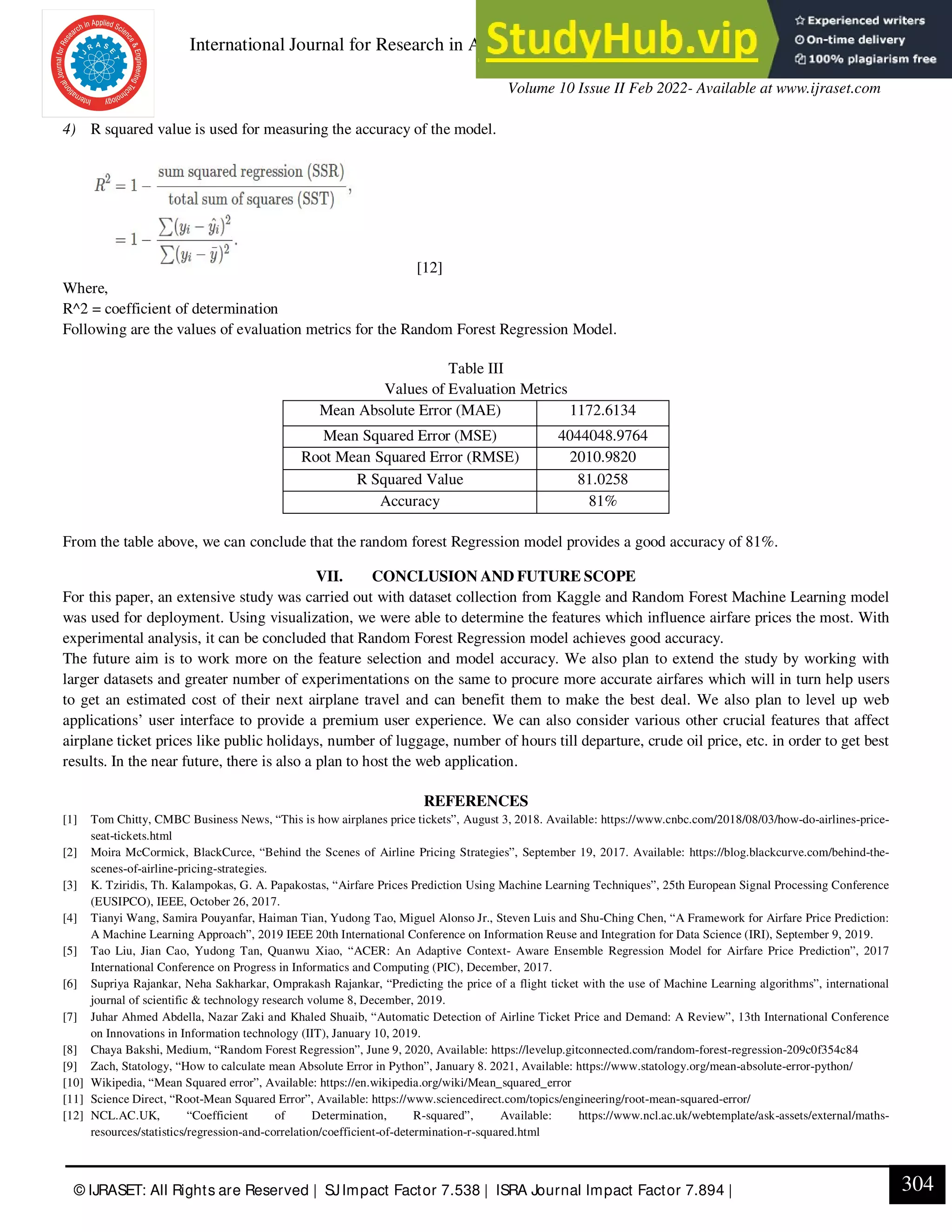 Aircraft Ticket Price Prediction Using Machine Learning | PDF