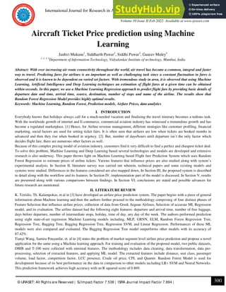 Aircraft Ticket Price Prediction Using Machine Learning | PDF