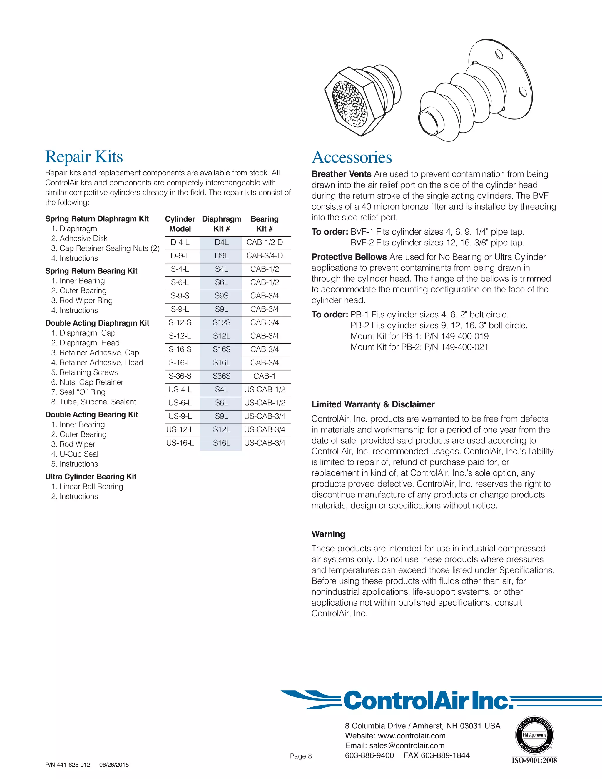 Rolling Diaphragm Air Cyclinders for Linear Motion | PDF