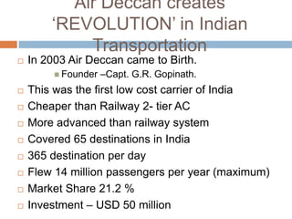 AIR DECCAN –Revolutionizing the Indian Skies. Case Study. | PPTX