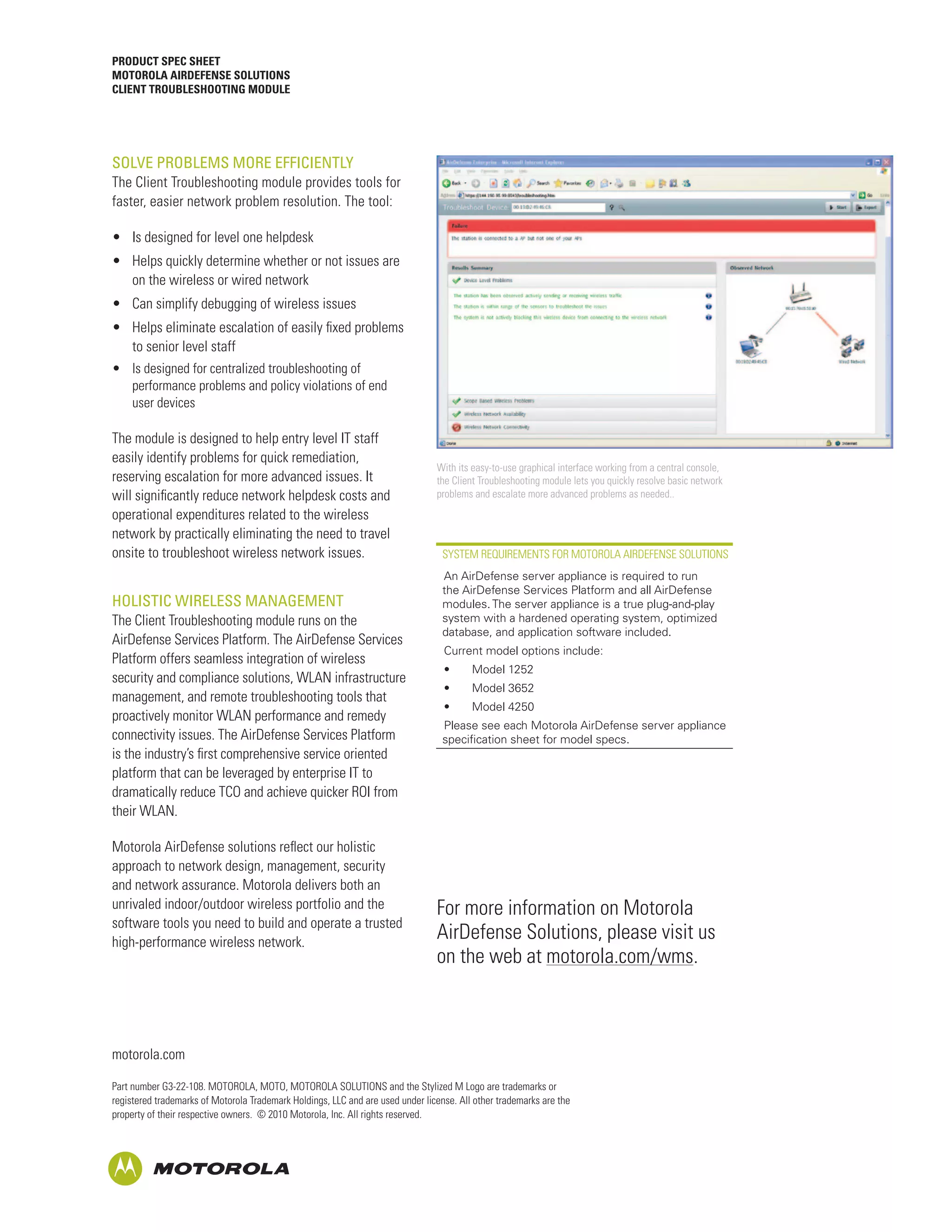 Air defense client_troubleshooting_module_spec_sheet | PDF