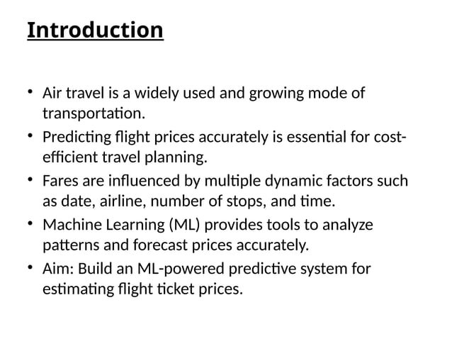 airfare prediction using machine learning | PPTX