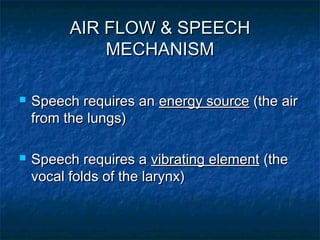 HIS 120 Air Flow and the Speech Mechanism | PPT