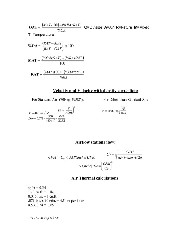 Air flowformulas | PDF