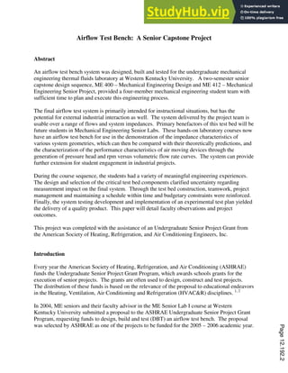Air Flow Test Bench A Senior Capstone Project | PDF