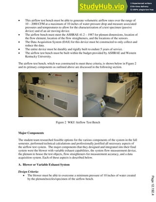 Air Flow Test Bench A Senior Capstone Project | PDF