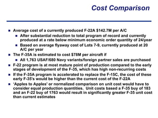 Air Force Association - F-22 Versus F-35 Comparison | PDF