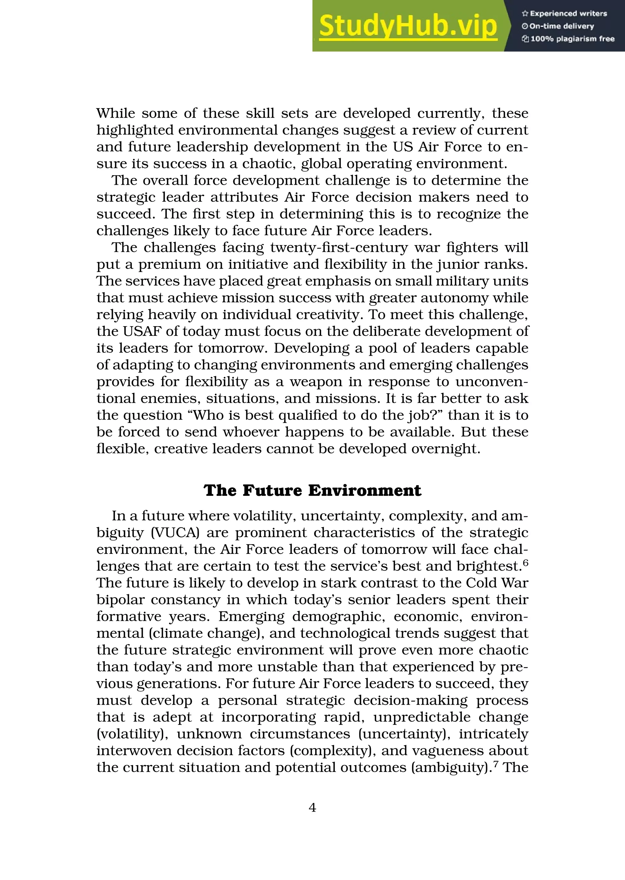 Air Force Leadership Study The Need For Deliberate Development | PDF