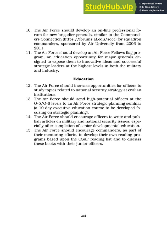 Air Force Leadership Study The Need For Deliberate Development | PDF