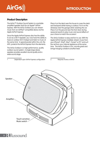 AirGo Portable Outdoor Speaker System Owners Manual | PDF