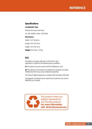 AirGo Portable Outdoor Speaker System Owners Manual | PDF