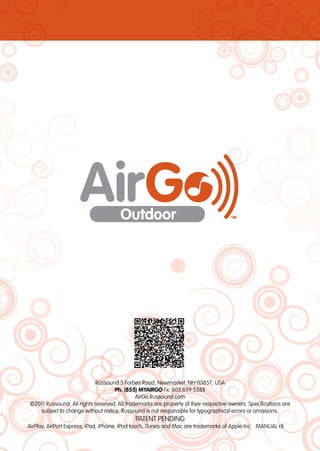 AirGo Portable Outdoor Speaker System Owners Manual | PDF