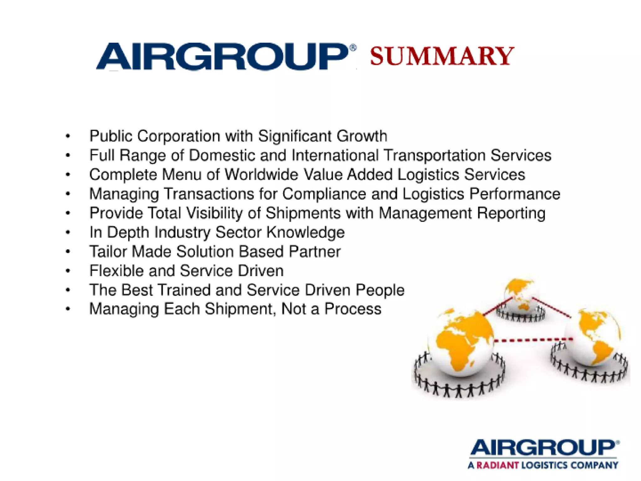 Airgroup Presentation | PDF | Logistics | Business