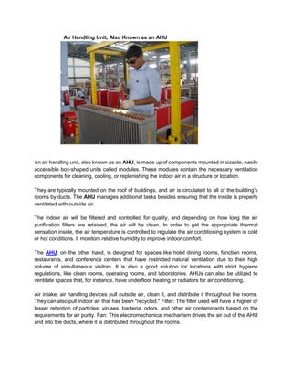 Air Handling Unit, Also Known as an AHU | DOCX