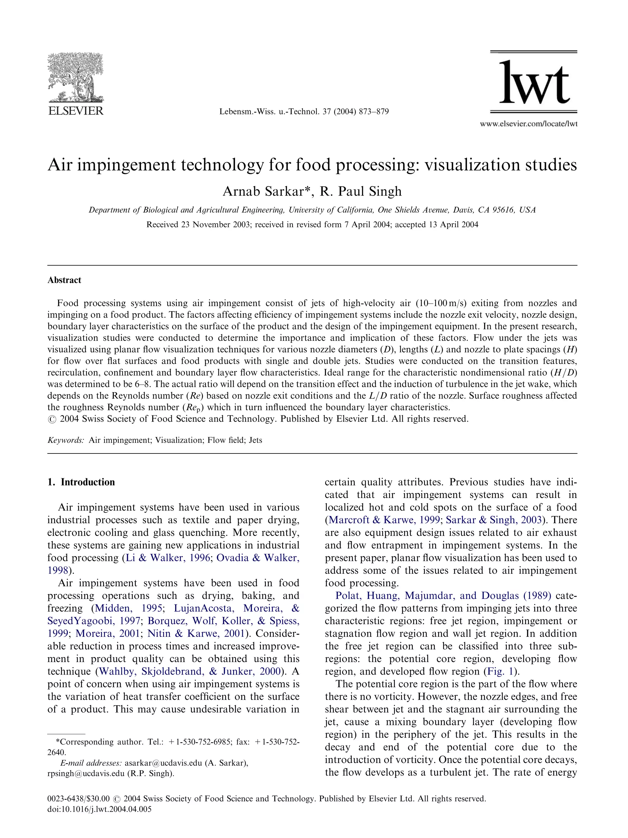 Air impingement technologyfor food processing | PDF