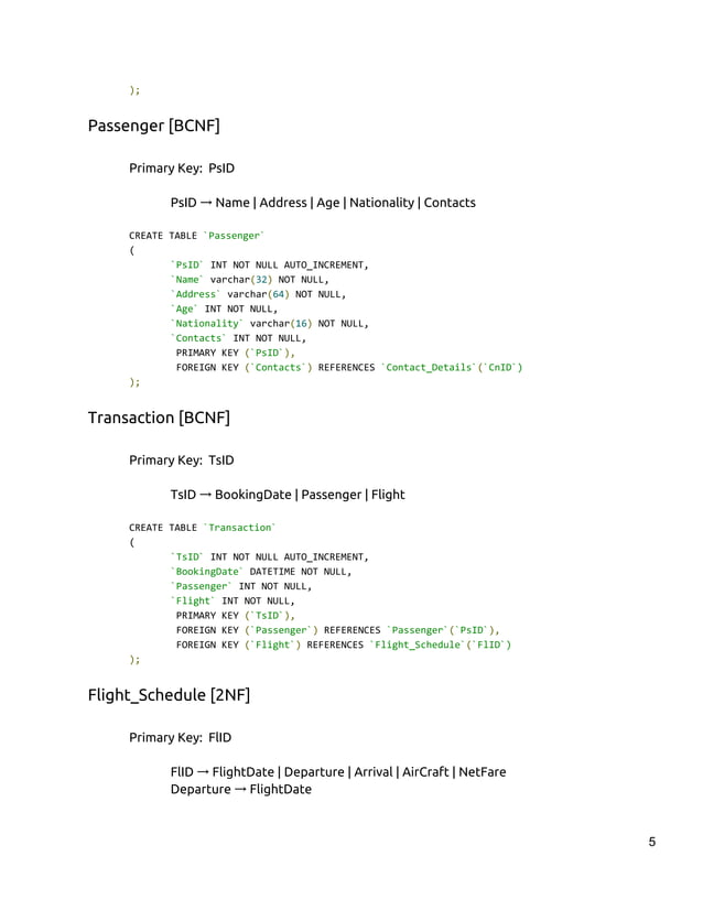 Airline Database Design | PDF