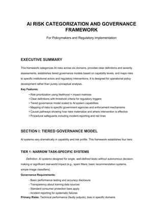 AI Risk Categorization and Governance Framework Draft | PDF