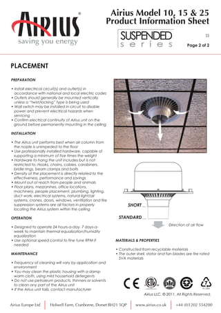 Airius suspended-series-models-10-15-25-data-sheet-2019 | PDF