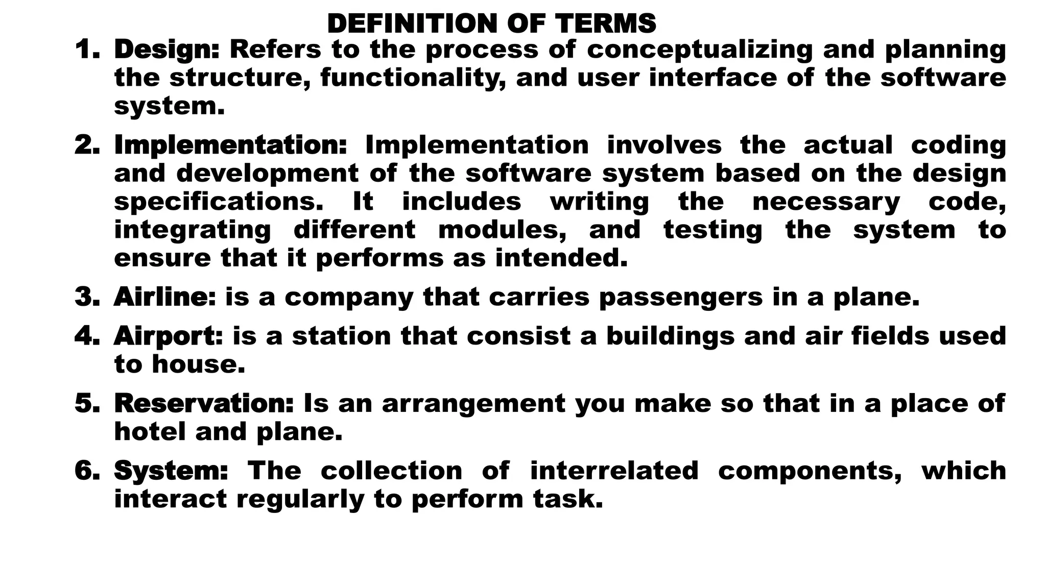 Design and implementation Airline Reservations system | PPTX