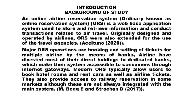 Design and implementation Airline Reservations system | PPTX