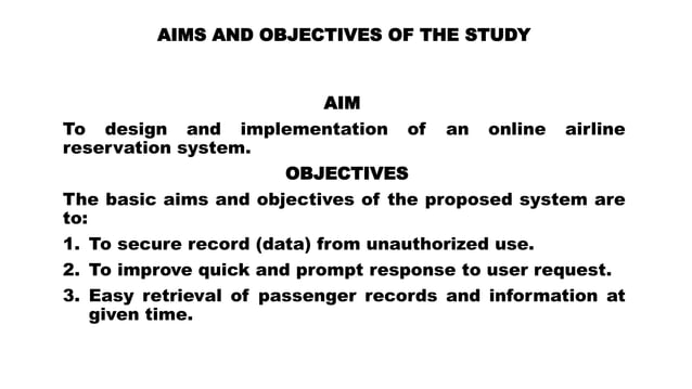 Design and implementation Airline Reservations system | PPTX