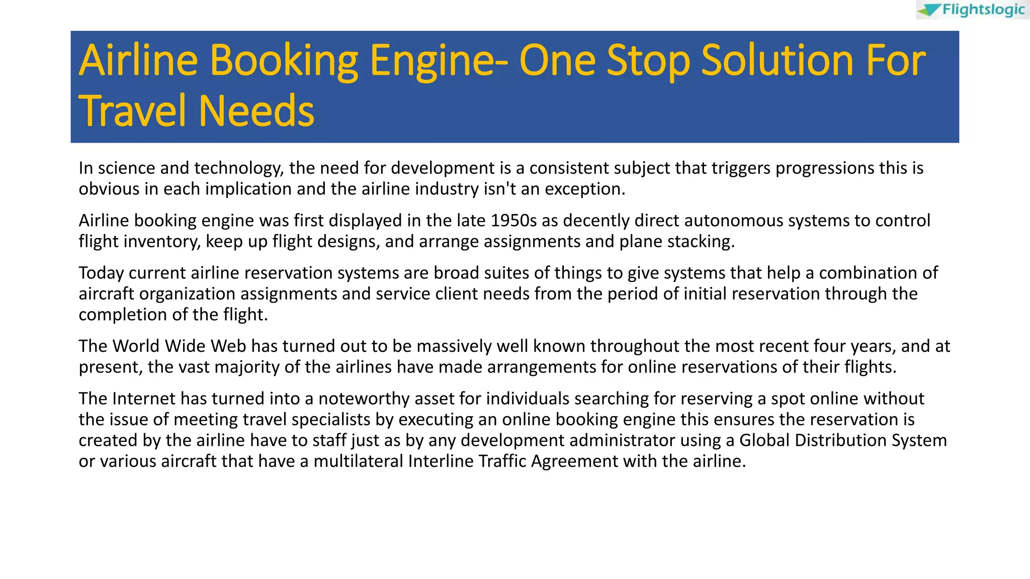 Airline Booking Engine - FlightsLogic | PDF