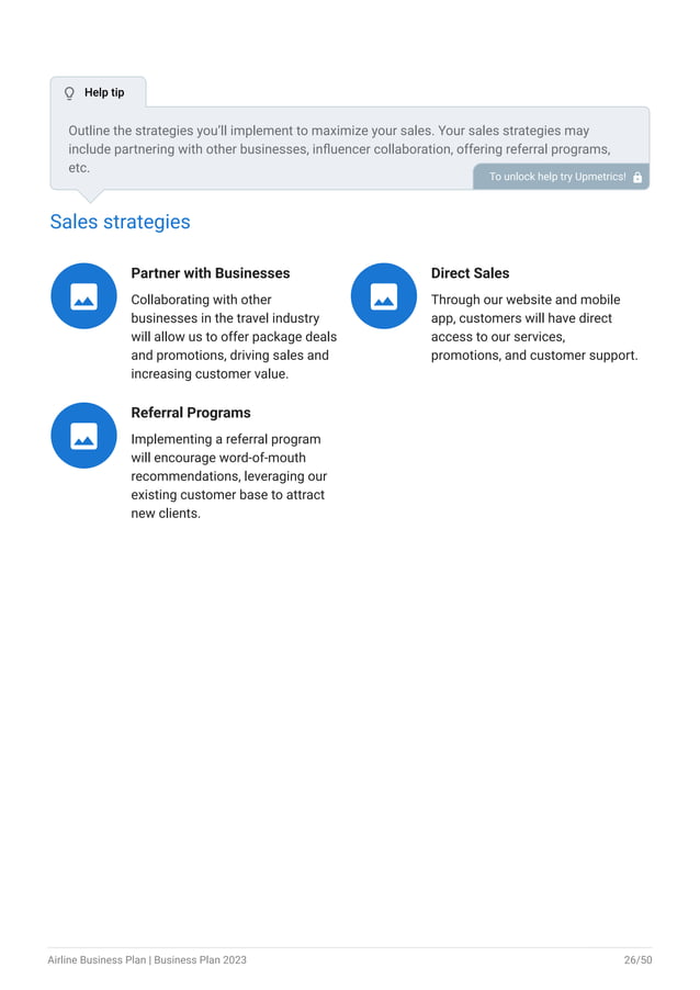 Airline Business Plan Example | Upmetrics | PDF