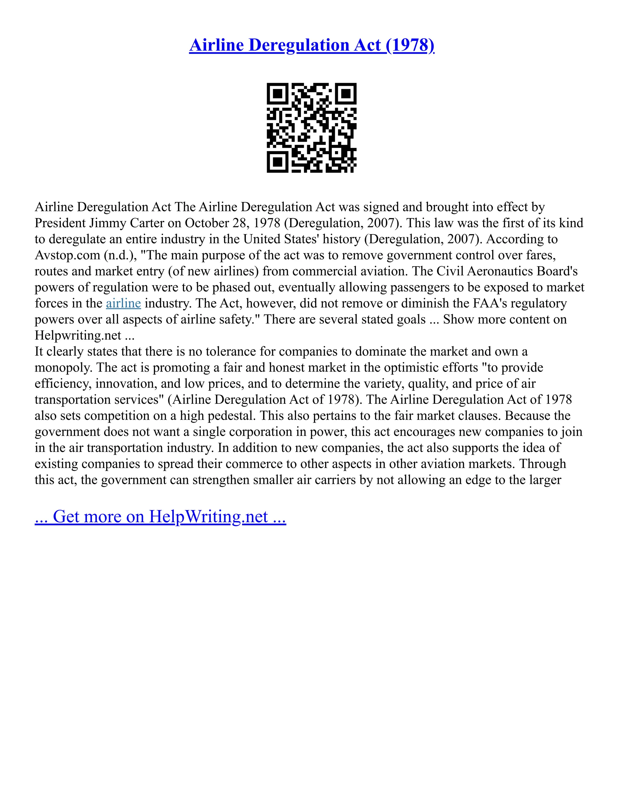 Airline Deregulation Act (1978) | PDF | Air Travel | Travel Type