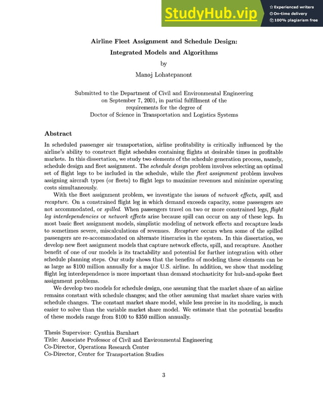 Airline Fleet Assignment And Schedule Design Integrated Models And ...