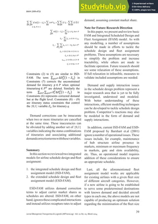 Airline Fleet Assignment And Schedule Planning | PDF