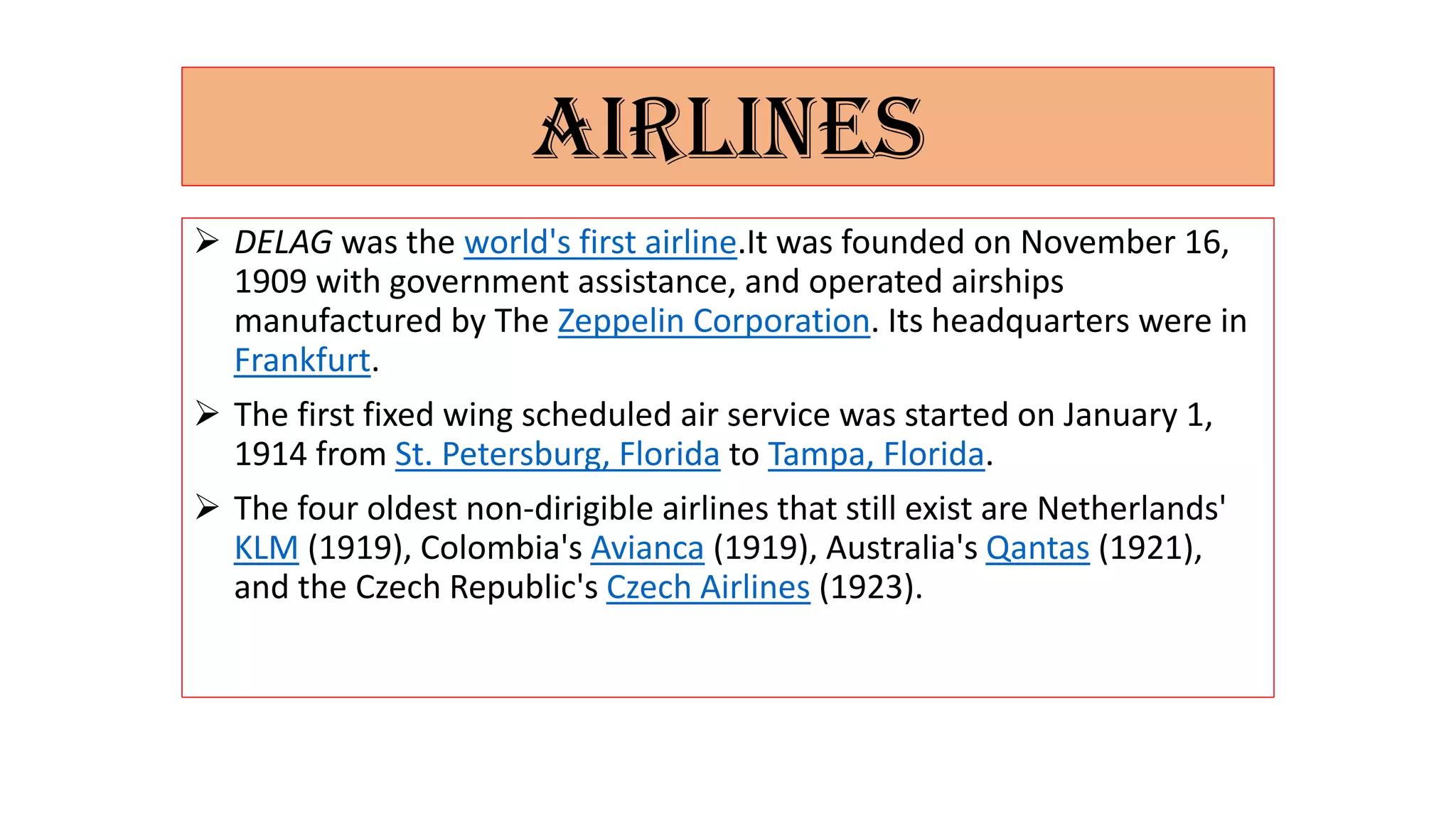 History of Early Airlines and European Airline Industry Development | PPT