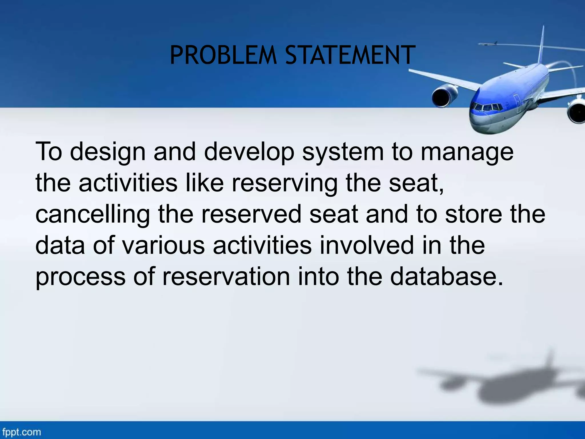 AIRLINE PRESENTATION.ppt | Databases | Computer Software and Applications