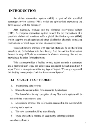 Airline reservation system | PDF