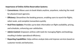 AIRLINE RESERVATION SYSTEM USING JAVA... | PPTX | Web Development | Internet