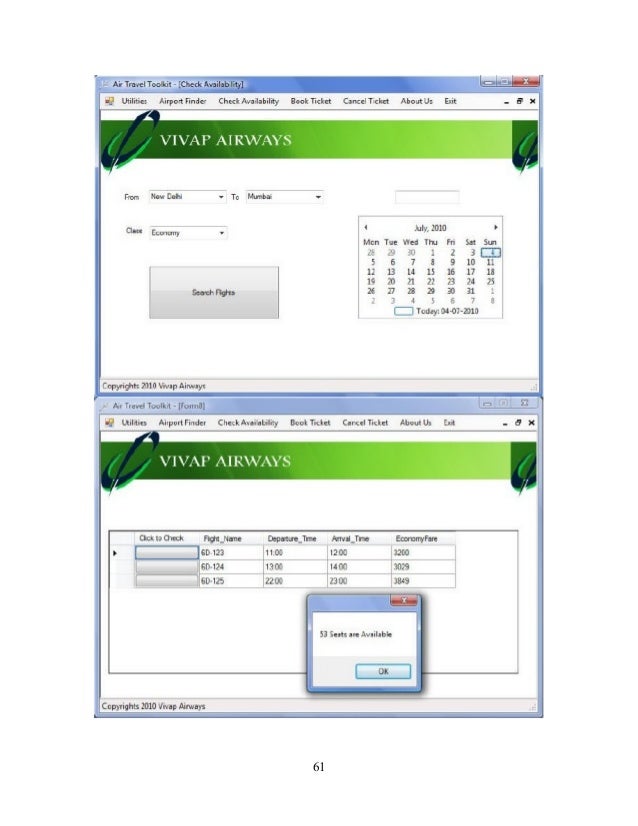 Airline reservation system documentation