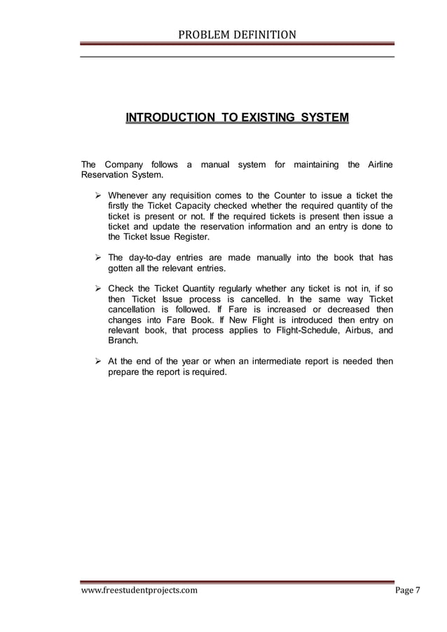 Airline reservation system project report (1) | DOC