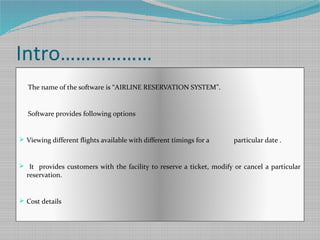 Air line reservation system software engeniring | PPT