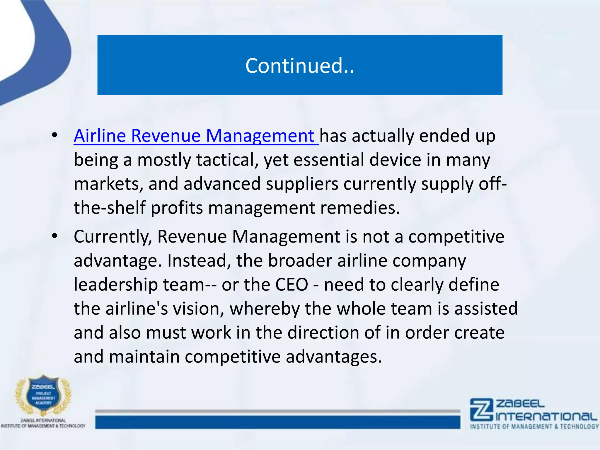 What is Airline revenue management?-Airline Revenue Management | PPT